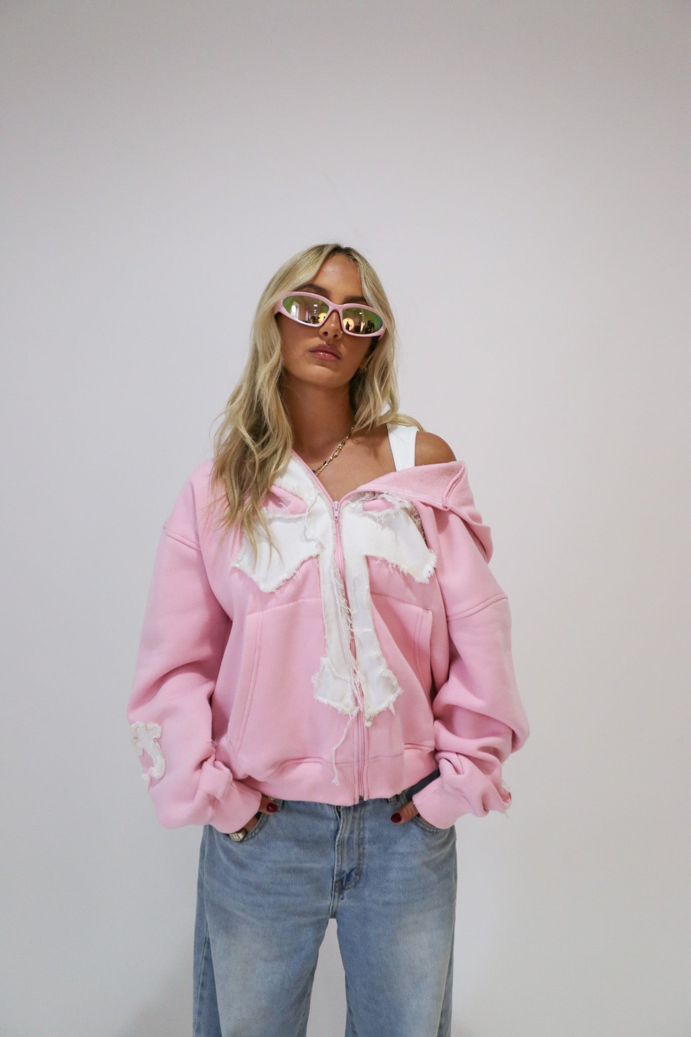 Pink Cross Zip Hoodie – Korrupted Closet
