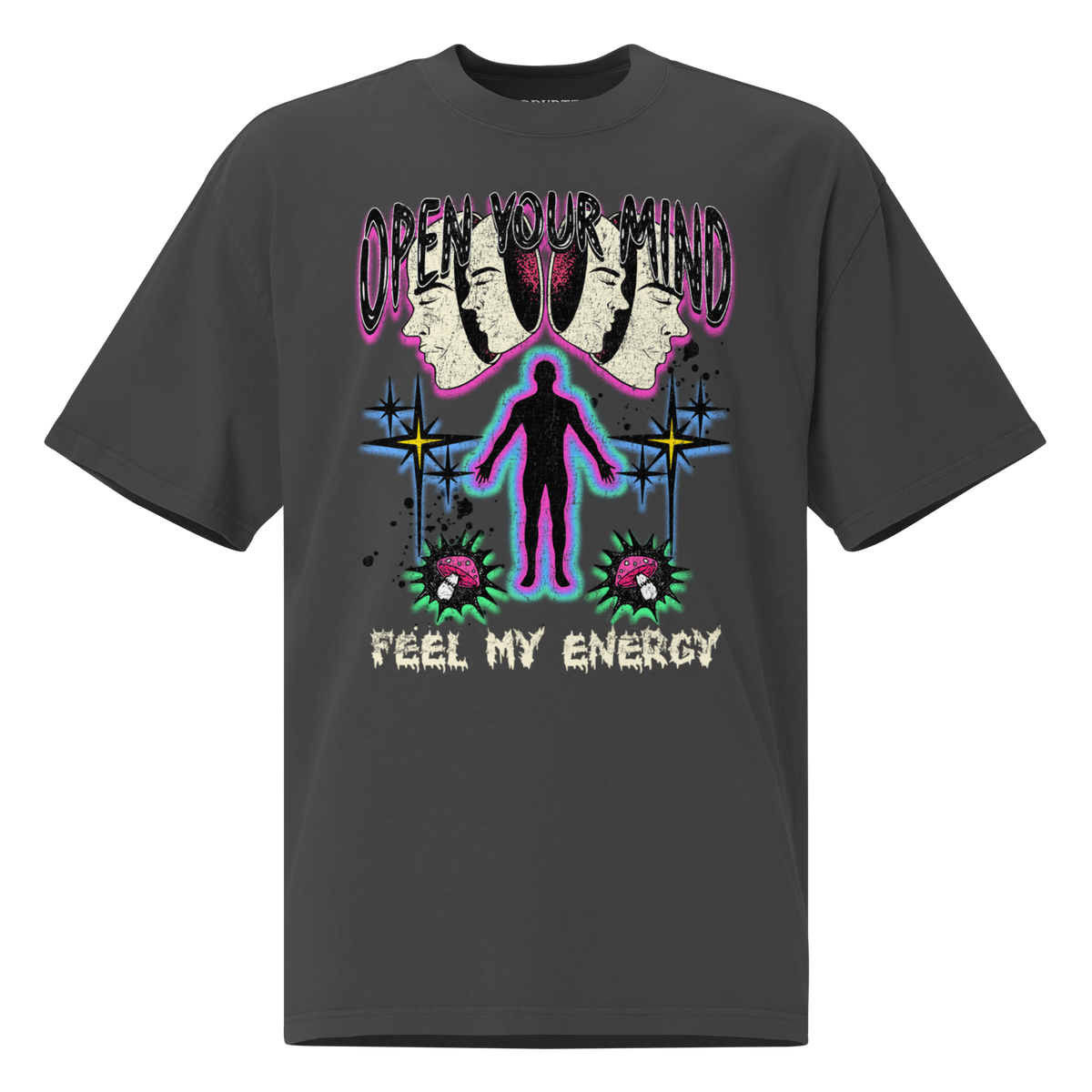 Feel My Energy T-Shirt Over-Sized Faded Black – Korrupted Closet